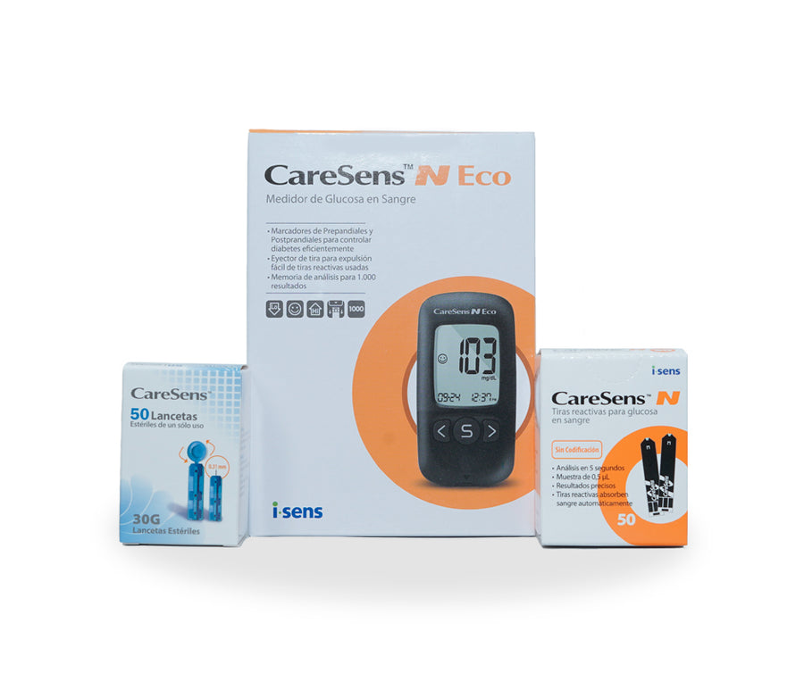 Glucómetro CareSens N Kit | Cinta Reactiva P/Glucometro N | Lancetas C ...
